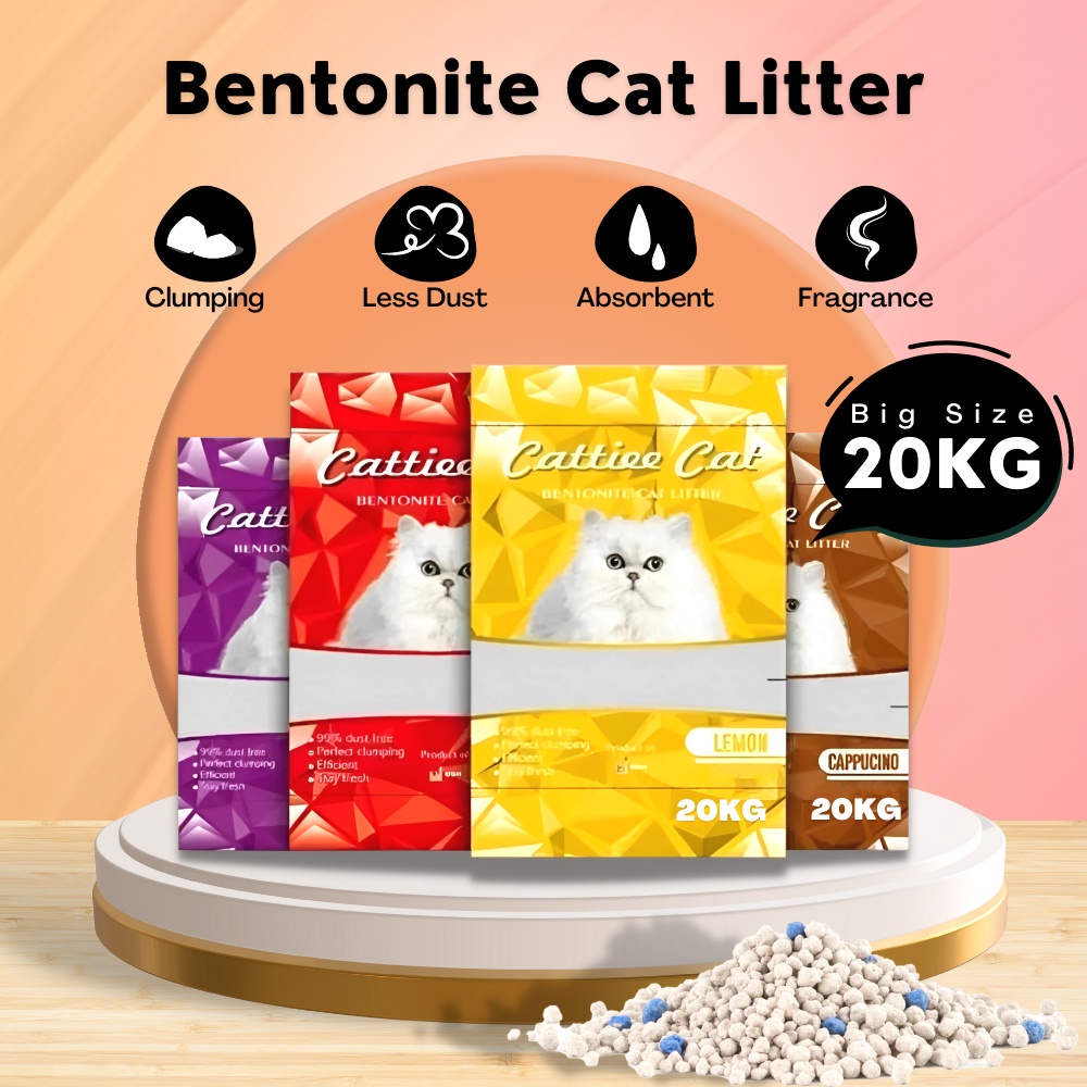 Cattiee Cat Bentonite Cat Litter 20KG Super Clumping Cat Litter ...