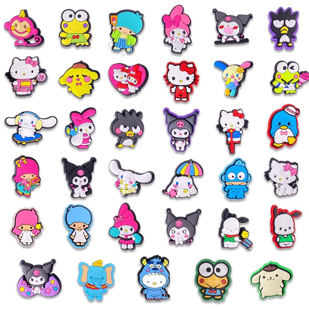 Cute Sanrio Crocs Jibbitz Anime Kuromi Jibbits Charm Cinnamoroll Gemini ...