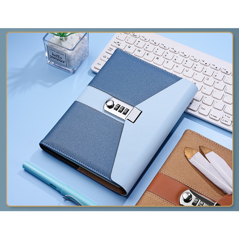 A5 PU Leather Journal with Lock Digital Password Notebook Locking ...