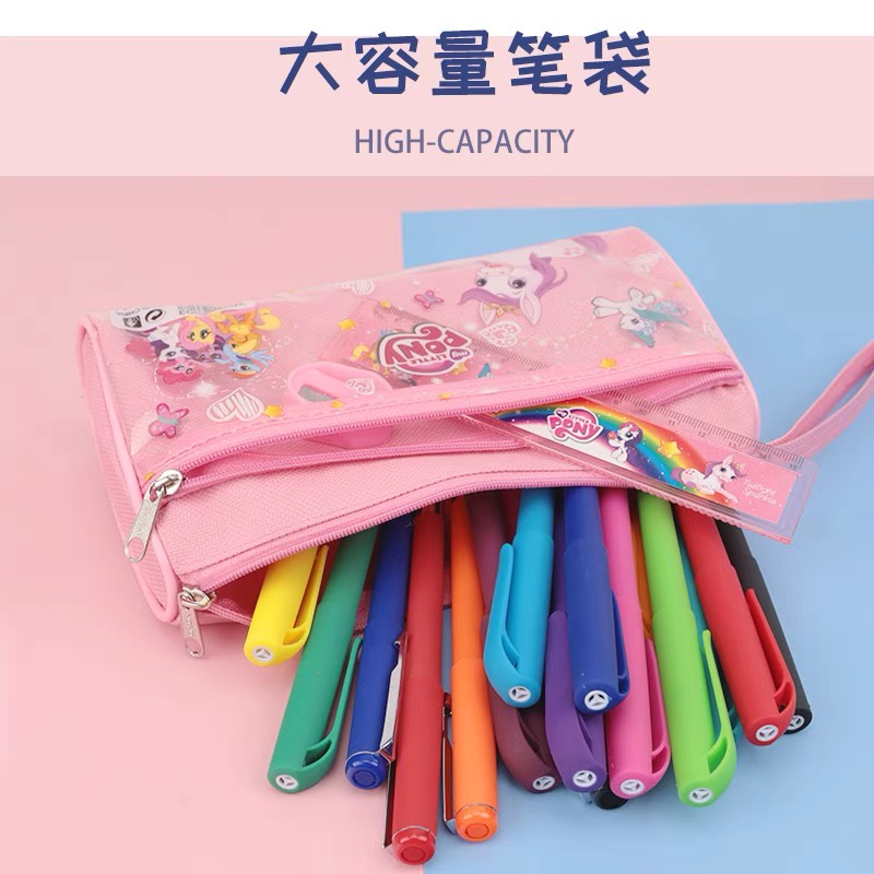 Double Layer Pencil Bag with Stationary Set Kid Gift Set Kids Cartoon ...