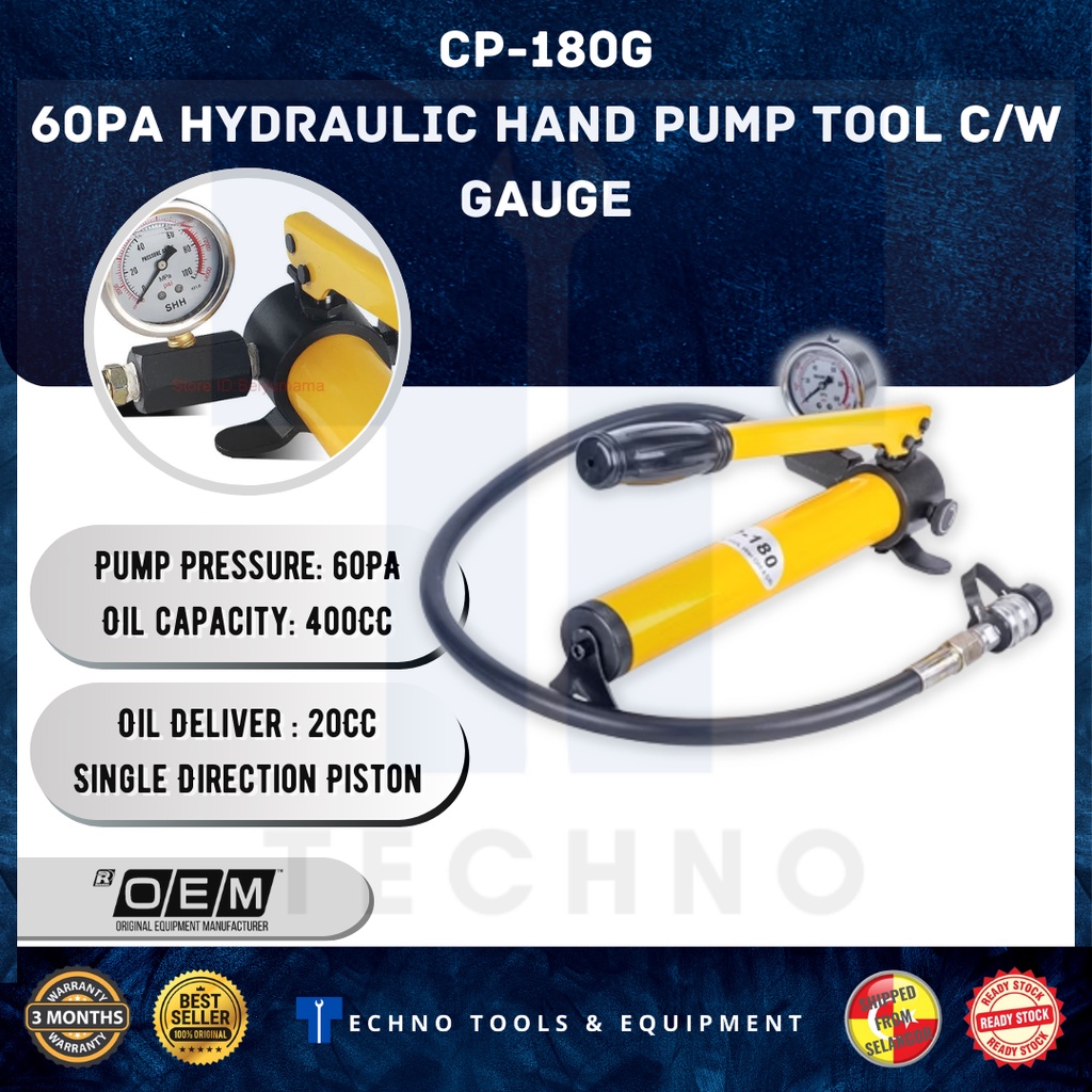 Ready Stock!! Hydraulic Pump Hand Pump Tool CP-180 / CP-180G (c/w Gauge ...