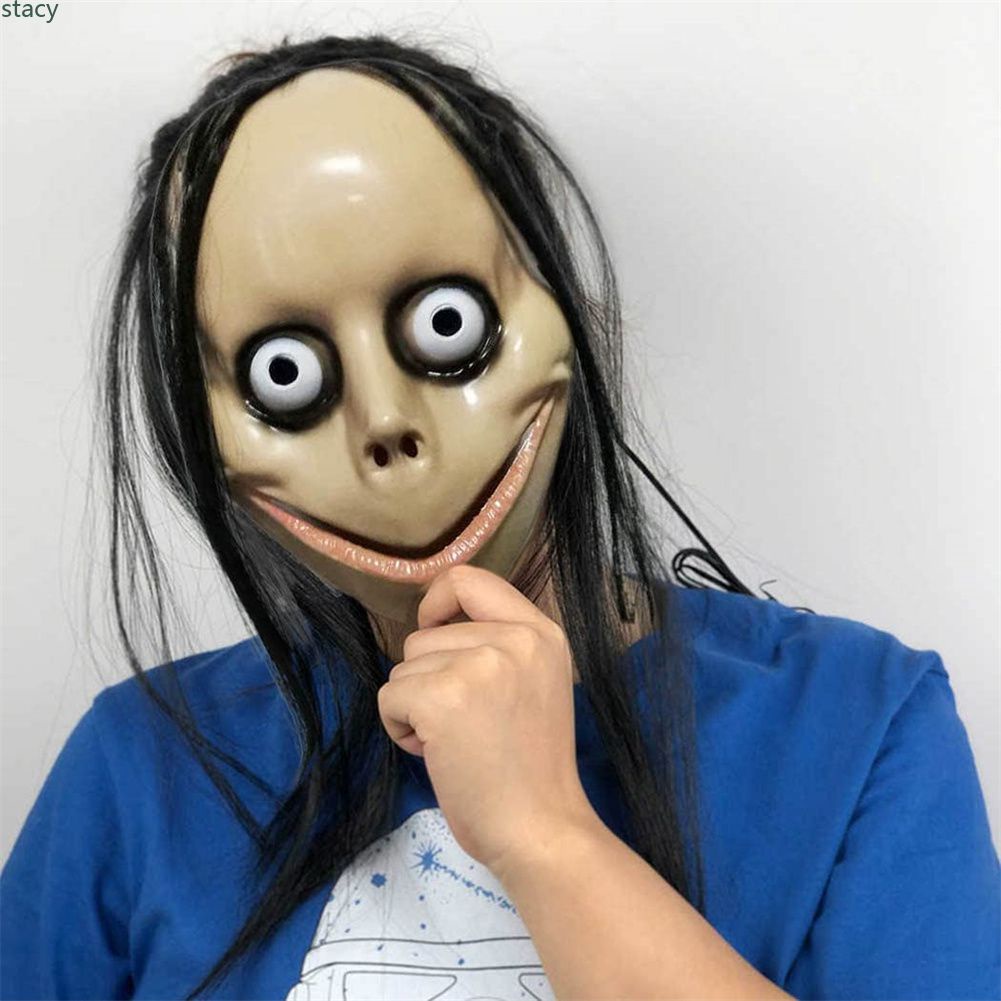 【In delivery】 New Halloween Horror Long Hair Momo Mask Scary Zombie ...