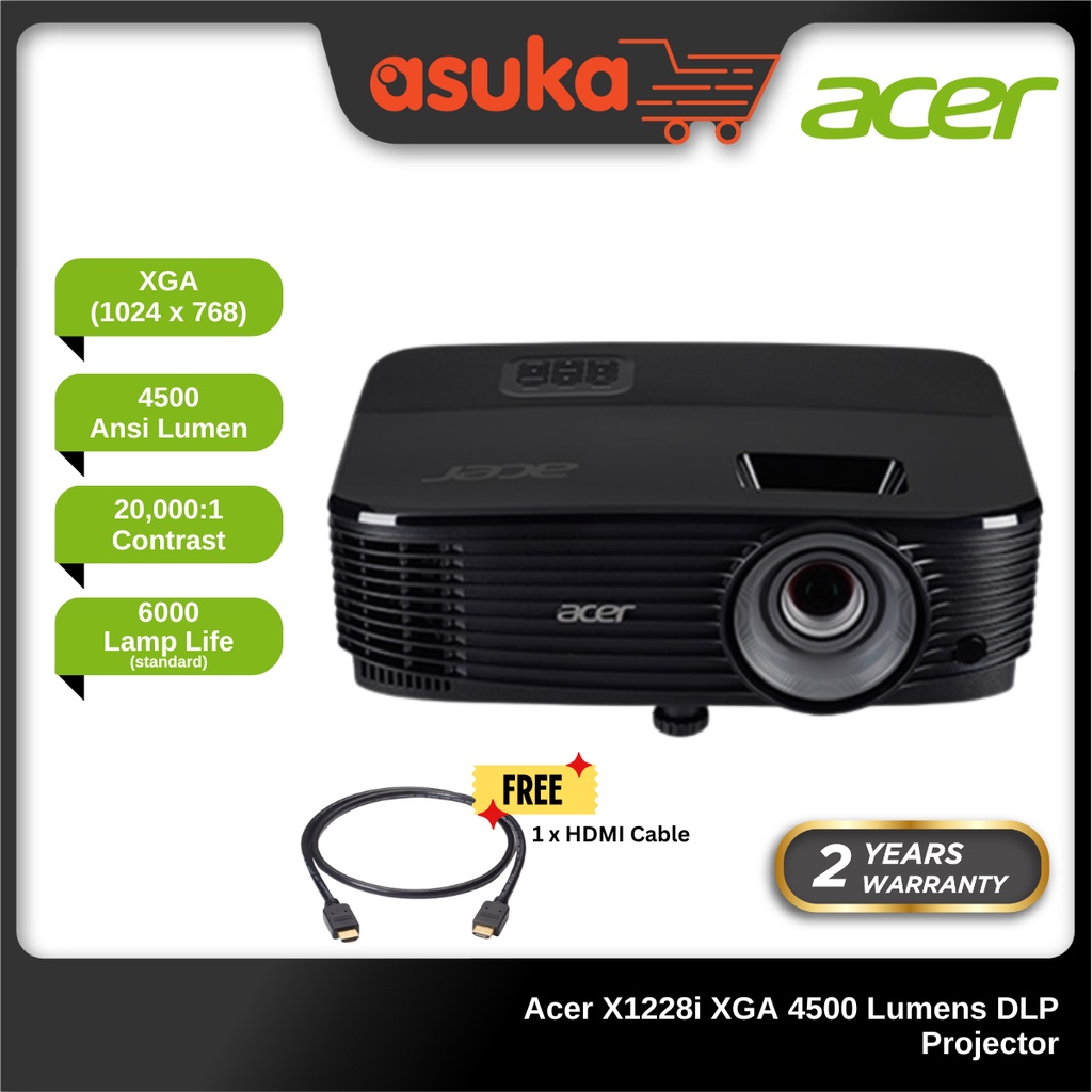 Acer X1228i XGA 4500 Lumens DLP Projector ( Free HDMI Cable 1Meter ...