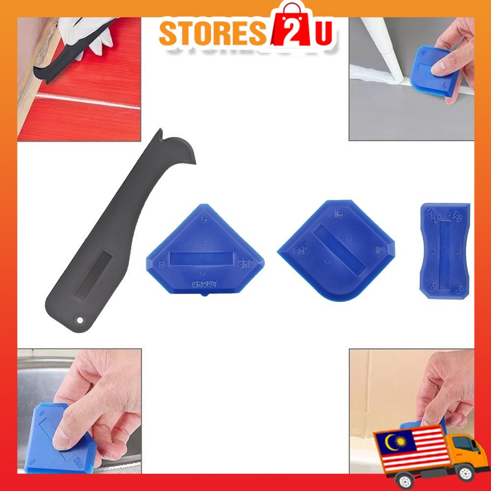 4pc Silicone Trowel Plastics Scraper Glue Remover Finisher Smooth Angle ...