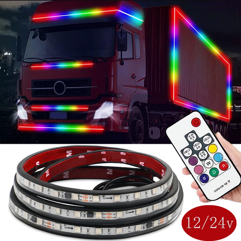 12v 24V LED Truck Light Strips Ambient Light DRL Brake Warning Driving ...