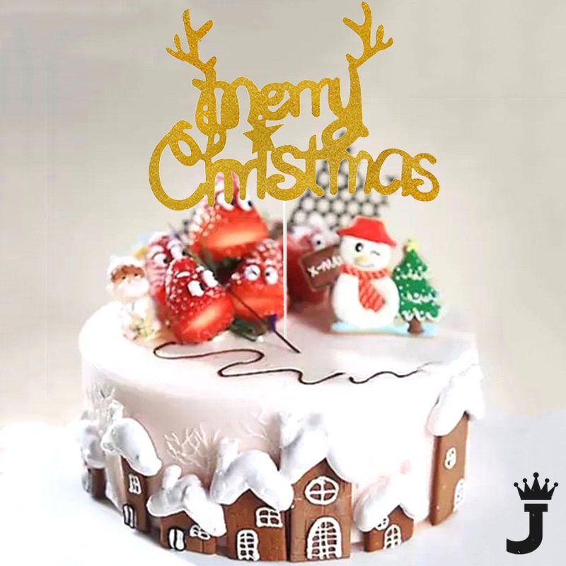 JK Merry Christmas Cake Topper Party Dessert Table Dessert Dress Up ...