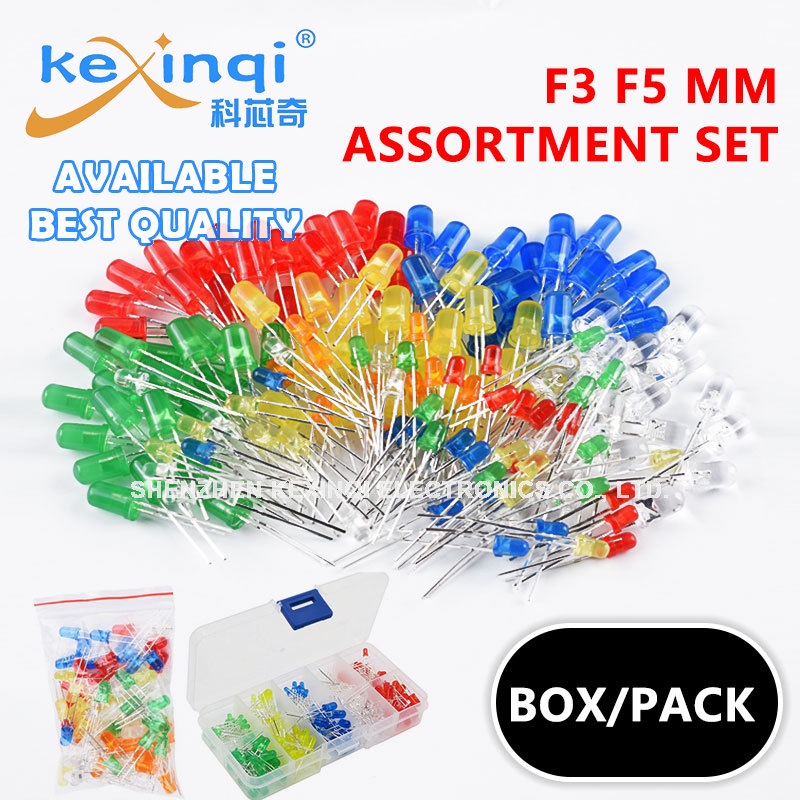 3mm 5mm LED Diode White Green Red Blue Yellow F3 F5 Light Emitting DIY ...