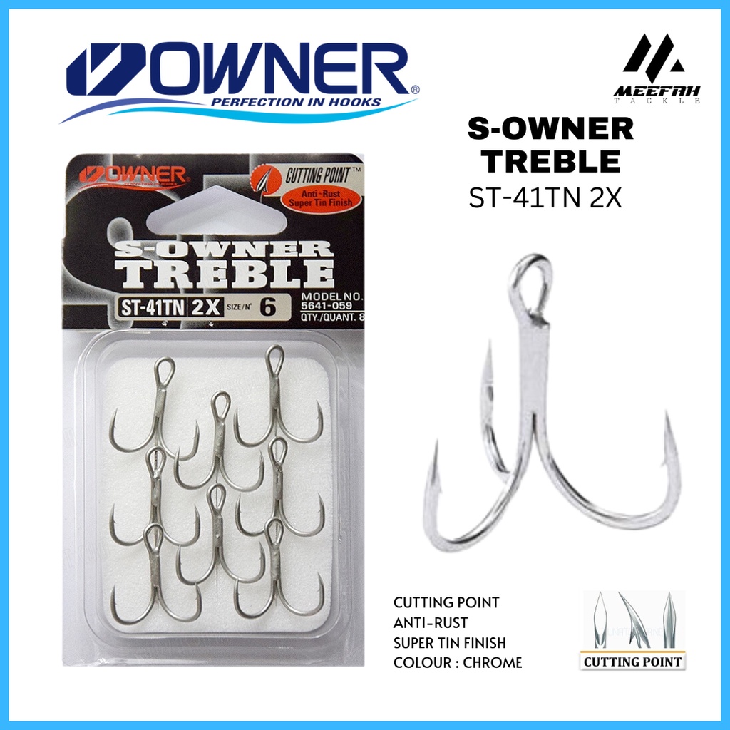 OWNER Treble Hook ( ST41TN ) 2X - Treble Hook Fishing Hook Kail Mata ...