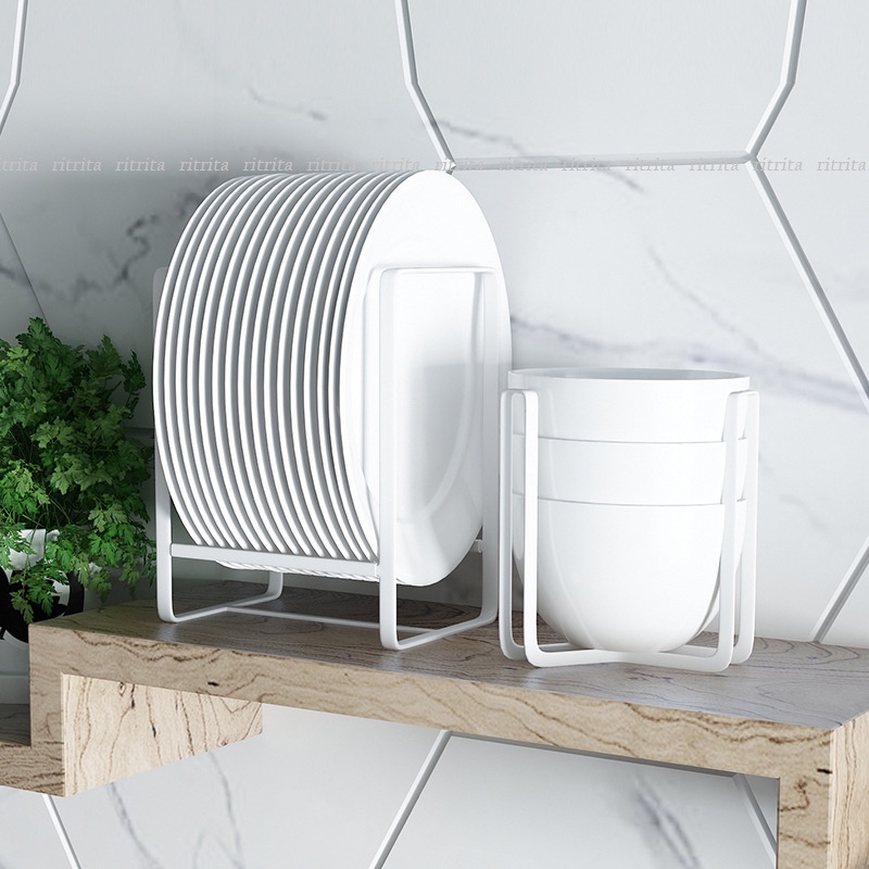 Black Carbon Steel Dish Rack Kitchen Bowl Rack Drainer Dinnerware Cup ...