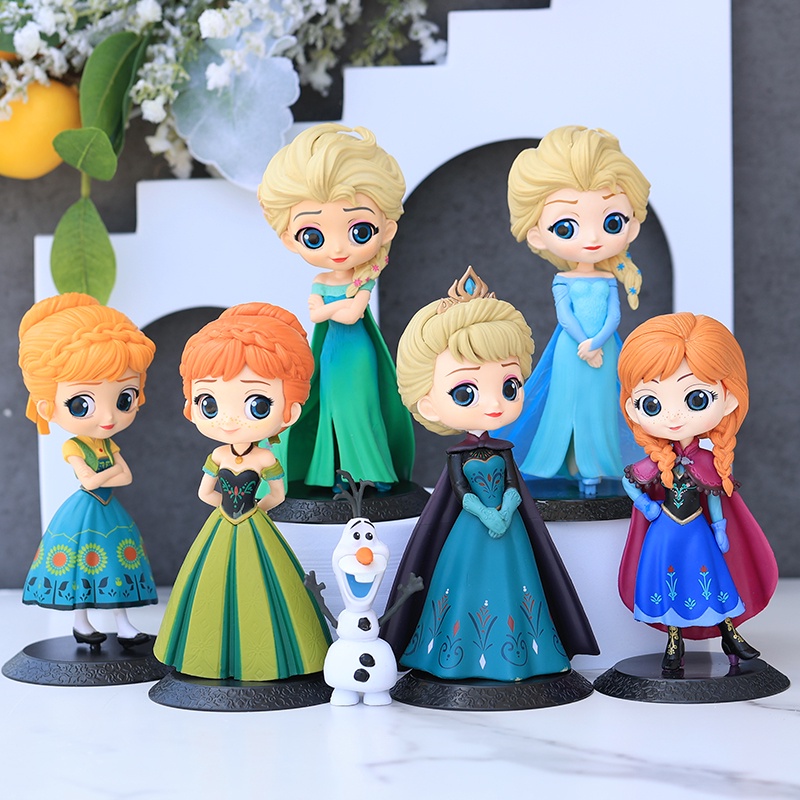 16cm Disney Cake Topper Frozen Elsa Anna Princess Figures PVC Model ...