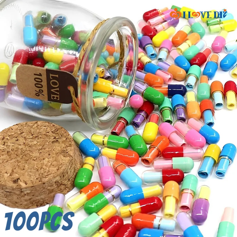 100Pcs Colorful Blessing Words Love Letters Pill Capsules/ DIY Message ...