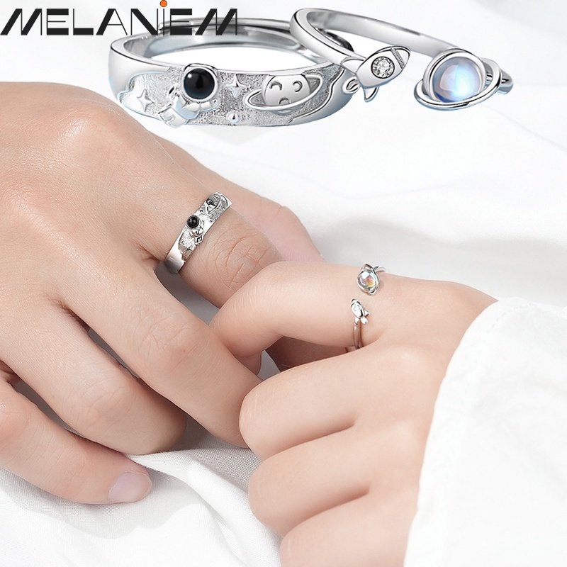 Astronaut Planet Star Inlaid Moonlight Stone Men Party Wedding Couple Rings Fashion Jewelry ...