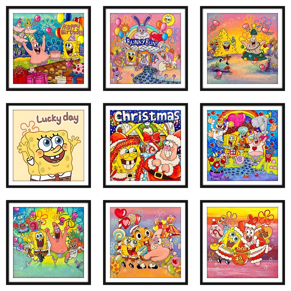 MA The SpongeBob 5D Diamond Painting Full Diamond Cartoon Crystal Cross ...