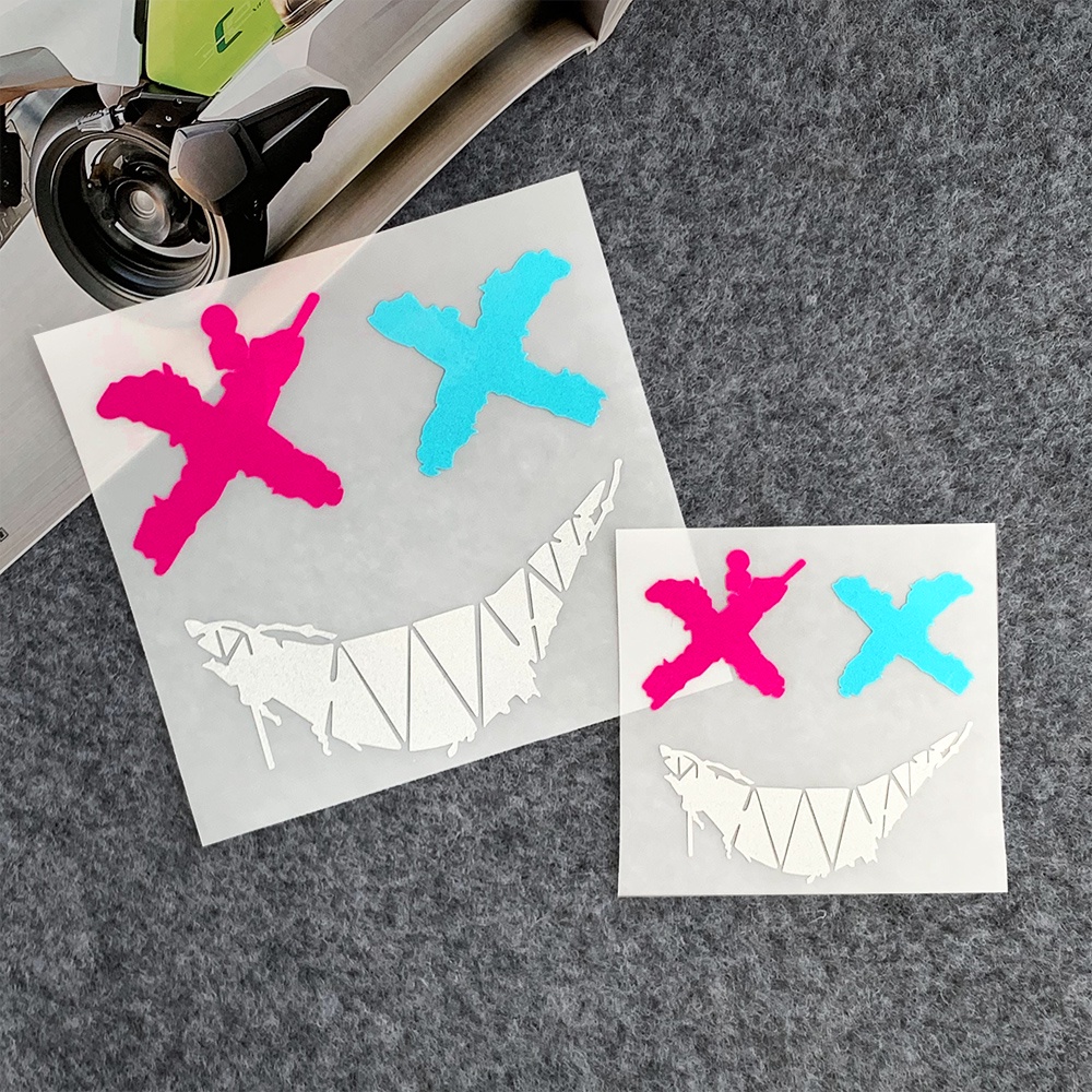 Reflective Demon Smiling Face Sticker Waterproof Vinyl Motorcycle ...