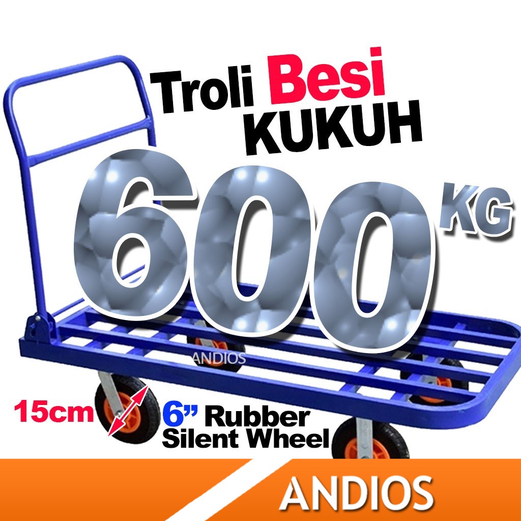 Troli Besar 600KG Large Trolley Heavy Duty Iron Steel Besi Folding ...
