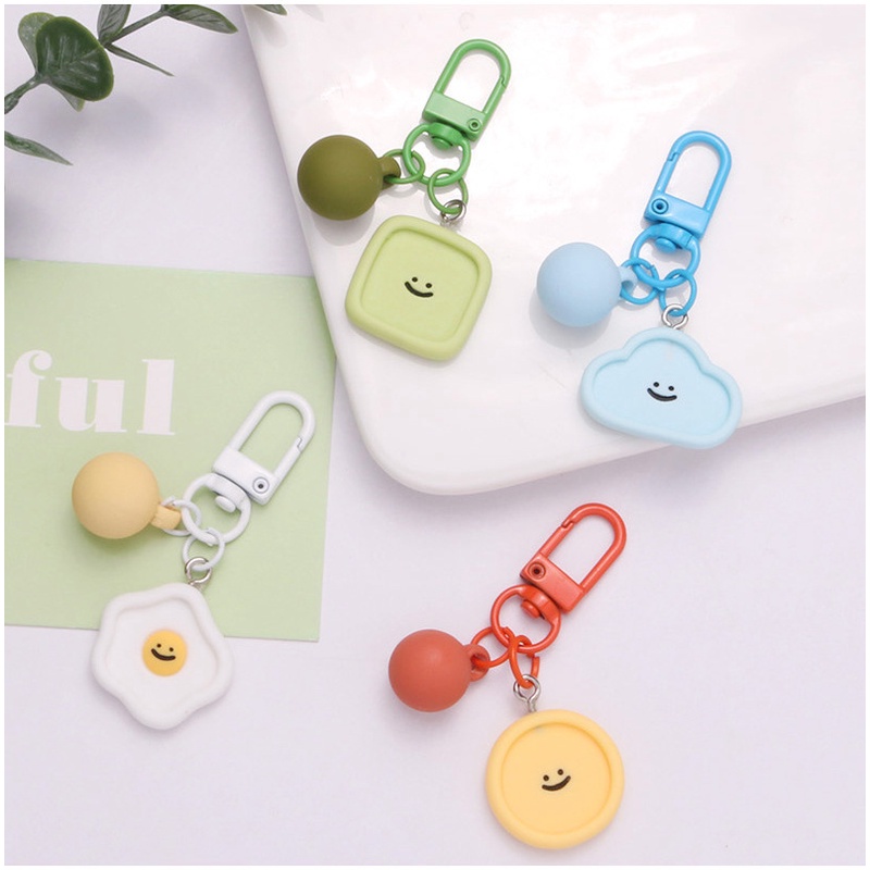 Candy Color Keychains DIY Flower Key Ring Love Smiling Face Keychain ...