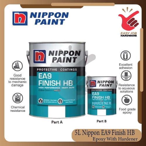 Nippon Paint EA9 Epoxy Floor Paint Finish HB 5L (4.5+0.5Litre) With ...