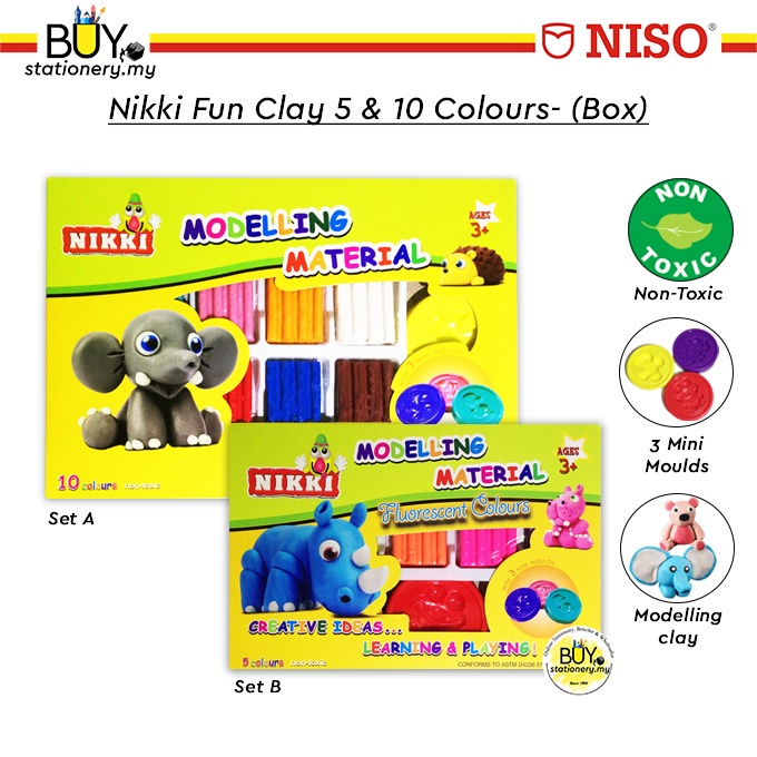 NIKKI Modelling Material Bright Colour Clay DIY 5/10-(BOX)[Spend RM70 ...