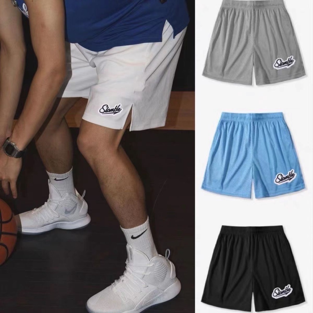 篮球短裤Basketball pants men's Slamble美式运动短裤男不过膝篮球三分裤速干透气健身训练裤 Ready Stock ...