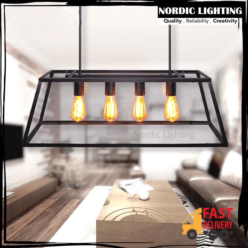 Nordic Lighting Vintage Industrial Loft Rectangle Pendant Lights Retro ...