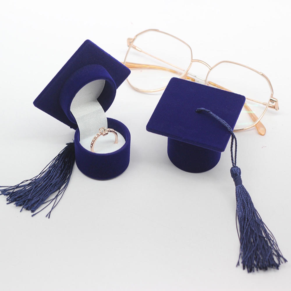 Graduation Bachelor Cap Ring Earrings Jewelry Storage Box Wedding ...