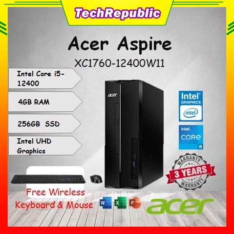 ACER ASPIRE XC1760-12400W11 Desktop PC ( Intel i5 12400,4GB,256GB SSD ...