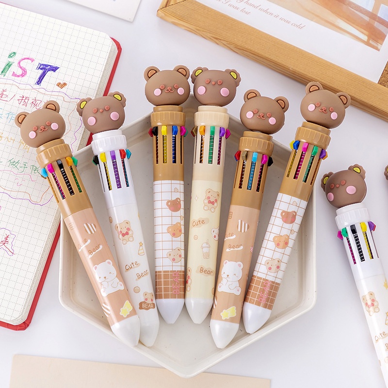 0.5mm refill Ballpoint pen 10 colors ballpoint pen Cute cartoon bear ...