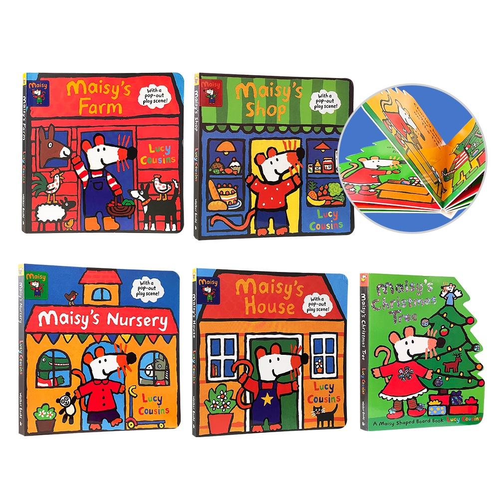 5Books Maisy Christmas Mouse House Farm 3D Board Book IQ EQ Practice ...