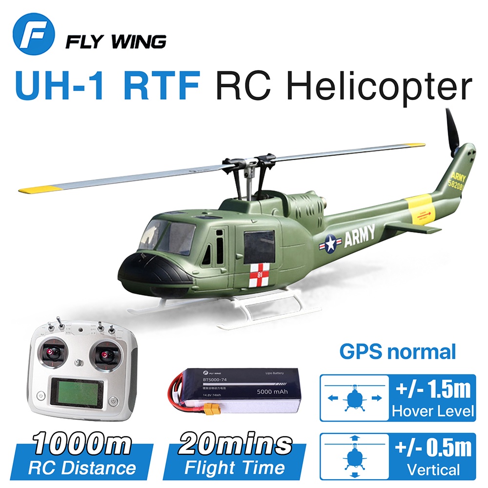FlyWing Latest UH1-B V3 RC Helicopters 470 6CH Brushless Motor GPS RTF ...