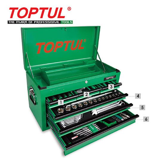 TOPTUL 120PCS Professional Mechanical Tool Set W/6-Drawer Tool Chest ...