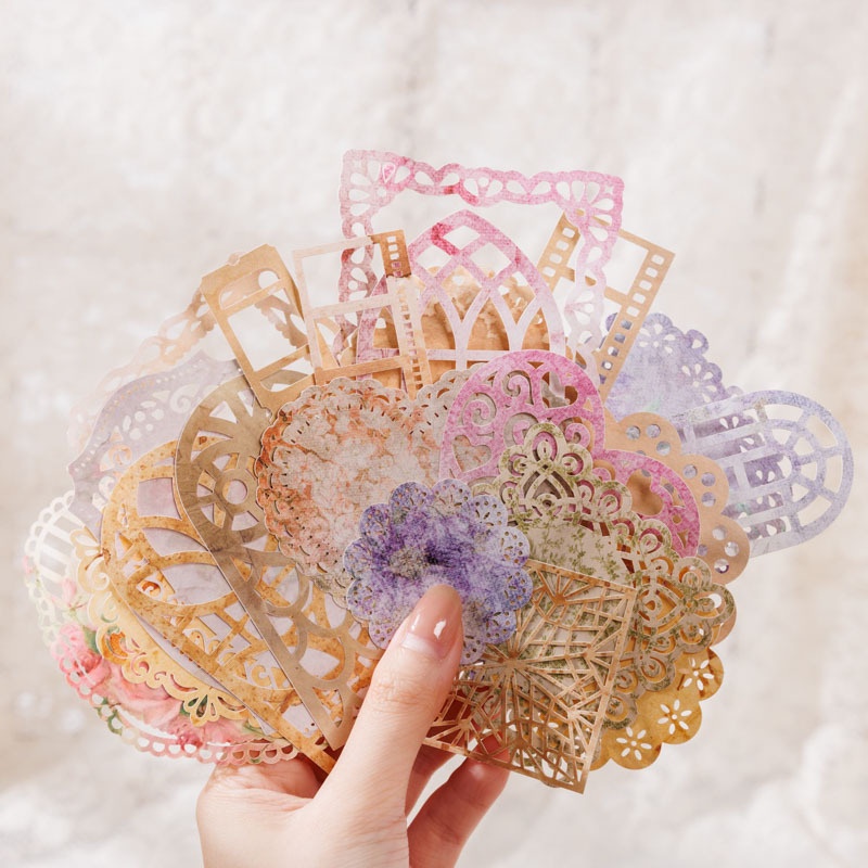 Journamm 50Patterns Lace White Kraft Paper Hollow Out Craft Collage ...