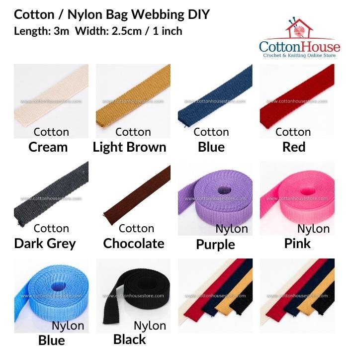 Nylon Webbing for Bag Width 2.5cm, 1" 3m DIY Bag Making Beg | Shopee ...