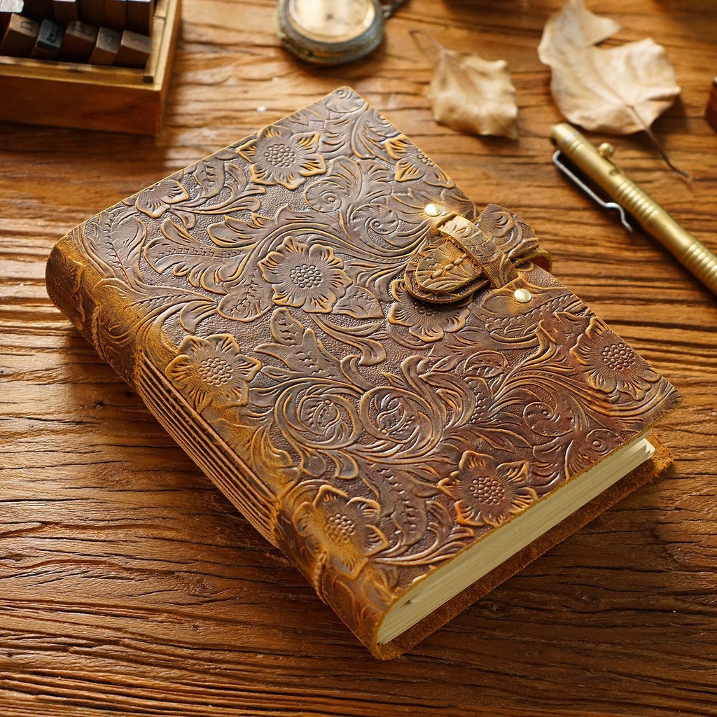 [Warrior2] Genuine Leather Journal Lock Design Blank Kraft Paper 400 ...