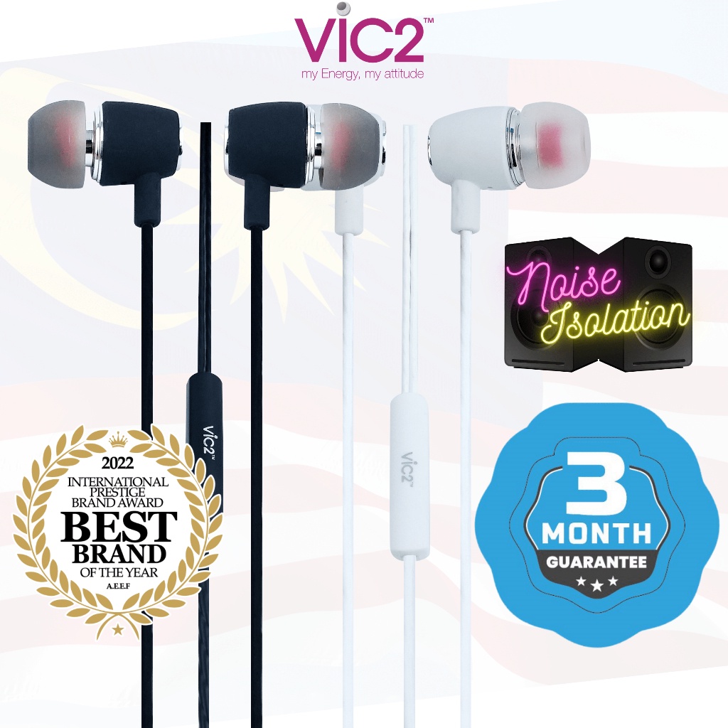 VIC2 【3 Months Guarantee】Stereo Earphone - Noise Isolation Balance BASS ...