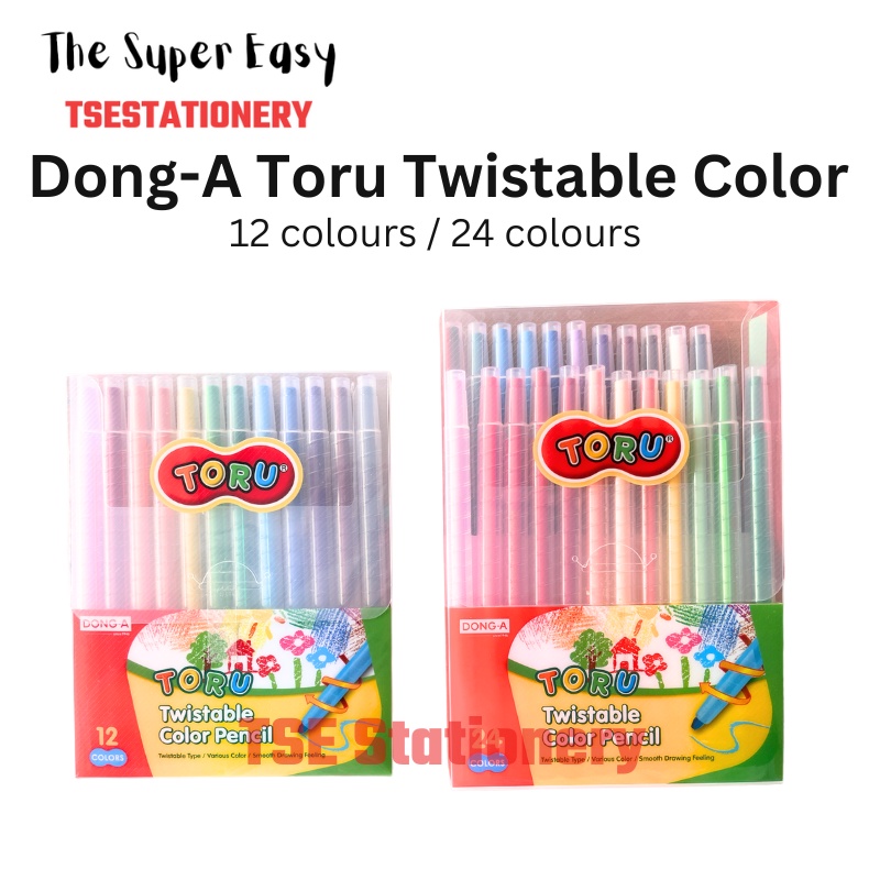 Dong-A Toru Twistable12 Long 24 Long Colour / Color Pencil Pensel Warna ...