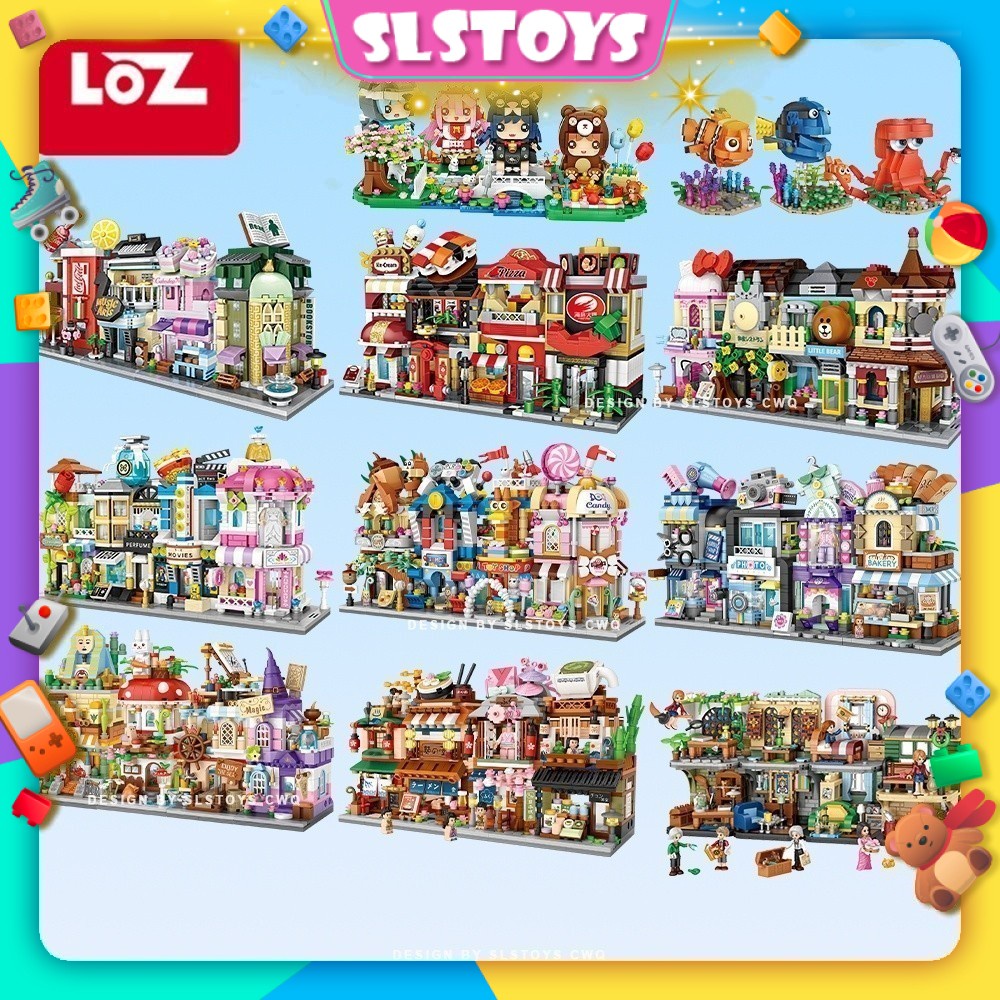 LOZ IDEAS Mini Block Commercial Street Shop Japanese Cartoon Character ...