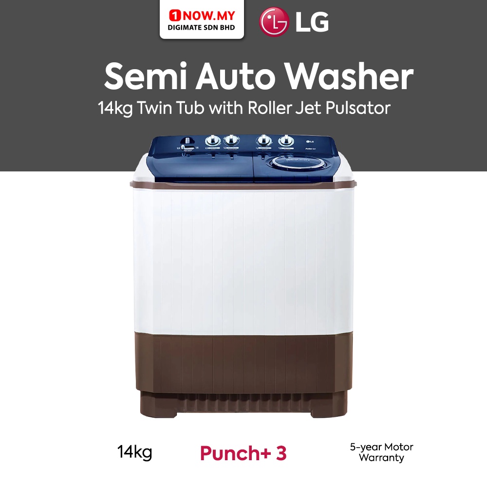 LG 14kg Semi Auto Washer WP-1400G | Twin Tub Roller Jet Pulsator Mesin Basuh 洗衣机 | Shopee Malaysia
