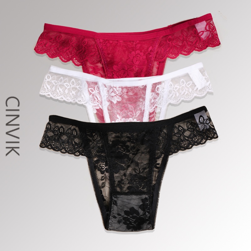 Cinvik Sexy Ladies Panties Women Briefs Lace Seamless See Through