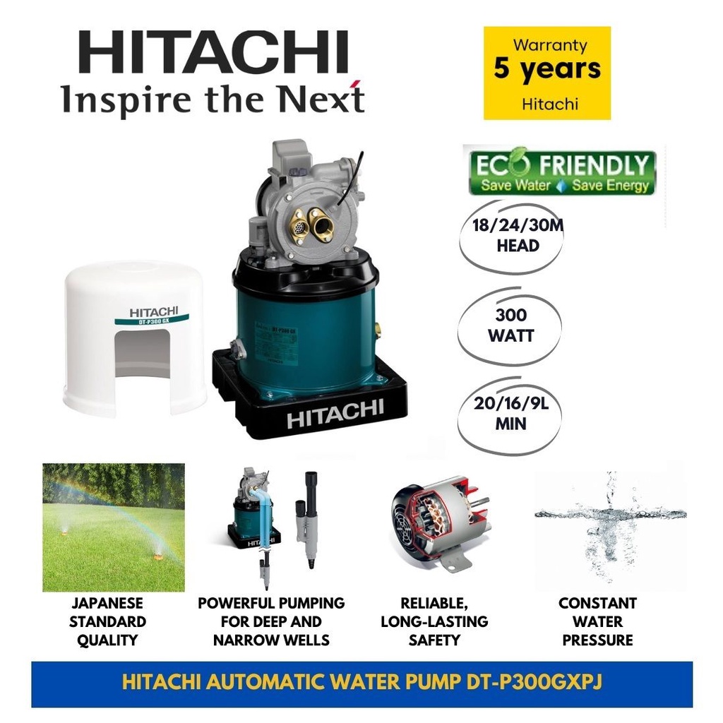 Hitachi DT-P 300W GX (PJ) Deep Well Automatic Tank Type Pump | Shopee ...
