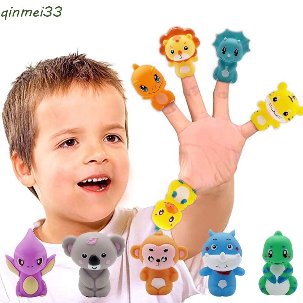 QINMEI Dinosaur Hand Puppet Soft Rubber For Boy Kids Finger Dolls Role ...