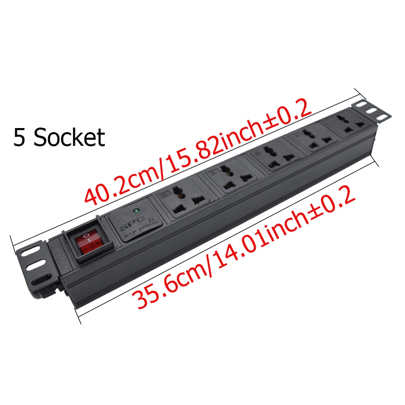 Server Rack Mount PDU Power Strip 3/4/5/6/7/8 Ways Universal Socket 2 UK plugs compatible Surge ...