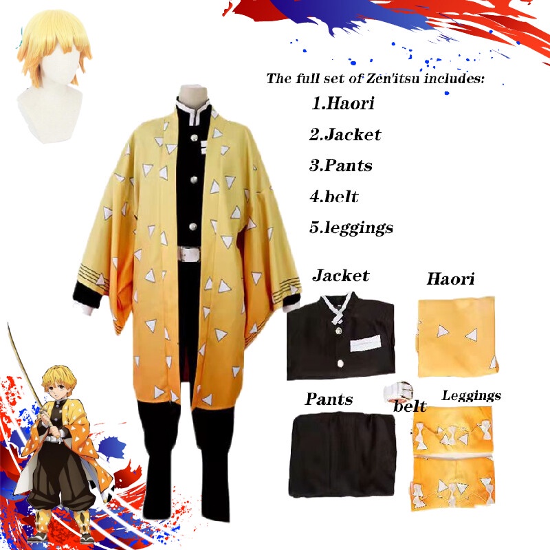 Demon Slayer Kimetsu No Yaiba Zenitsu Full Set Adults & Kids Halloween ...