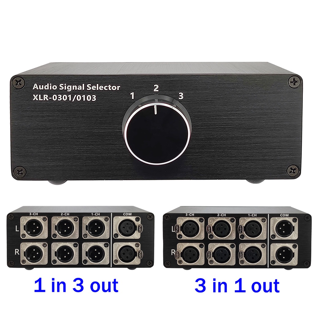 1 in 3 out 3 in 1 out Audio INPUT XLR Signal Cable Splitter Selector Switcher Switch Schalter ...