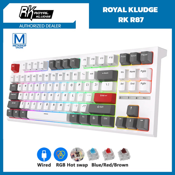 Royal KLUDGE RK R87 WIRED MECHANICAL KEYBOARD 80% GAMING HOTSWAP RK87 | Shopee Malaysia