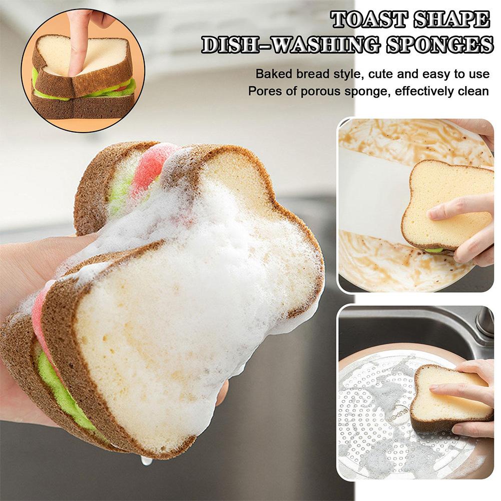 Creative Toast Shape Dish-washing Sponges Sandwiches Kitchen Dishes ...