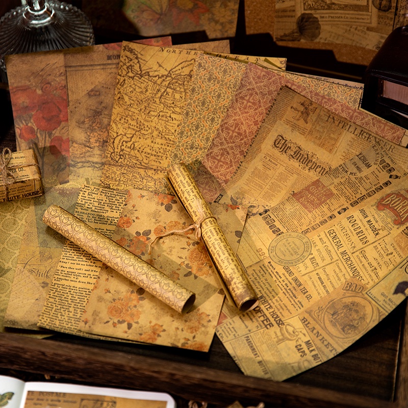 Journamm 12pcs/pack Large Size Kraft Paper Vintage Materials ...