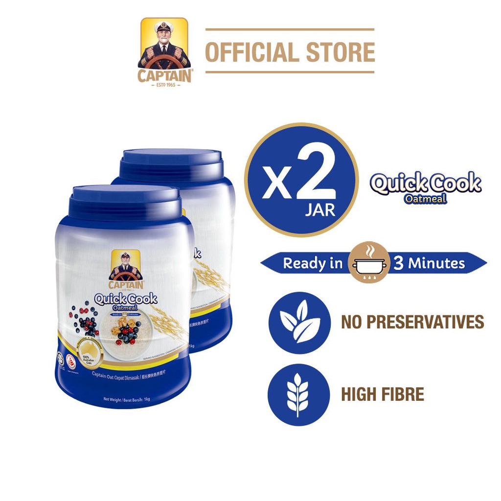 Quick Cook Oatmeal 1kg Jar x 2 Expiry Date: 26/6/2025 | Shopee Malaysia