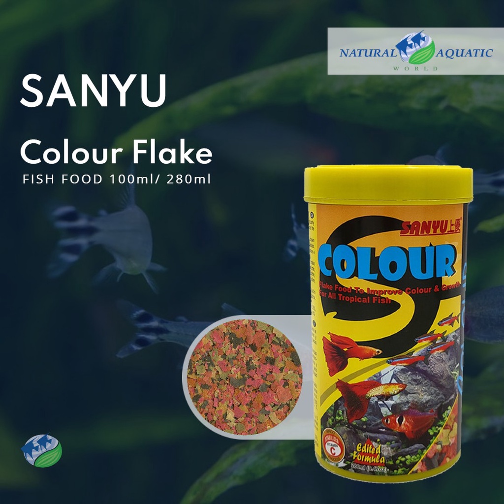 SANYU Colour Flake (90ml/ 250ml) Tropical fish food, Small fish food ...