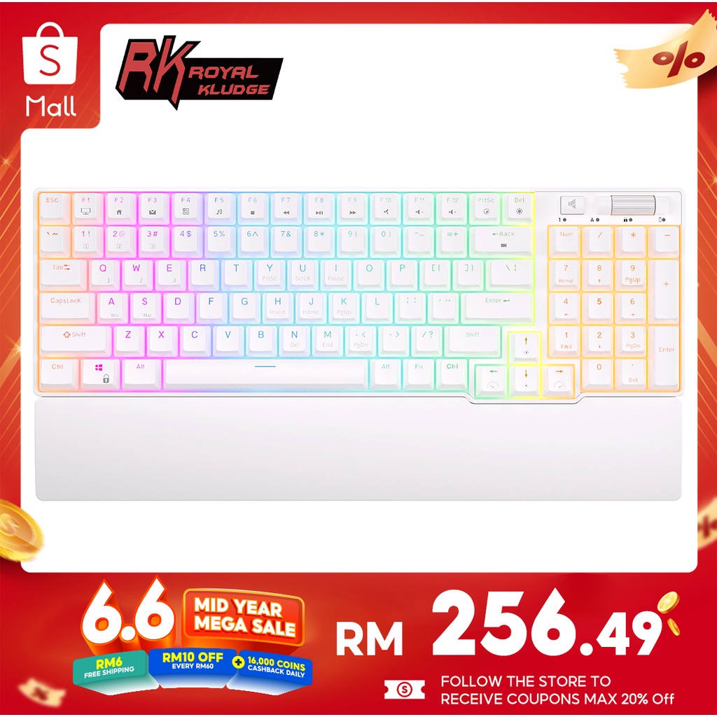 Royal Kludge RK96 Wireless Bluetooth Mechanical Three mode RGB Hotswap ...