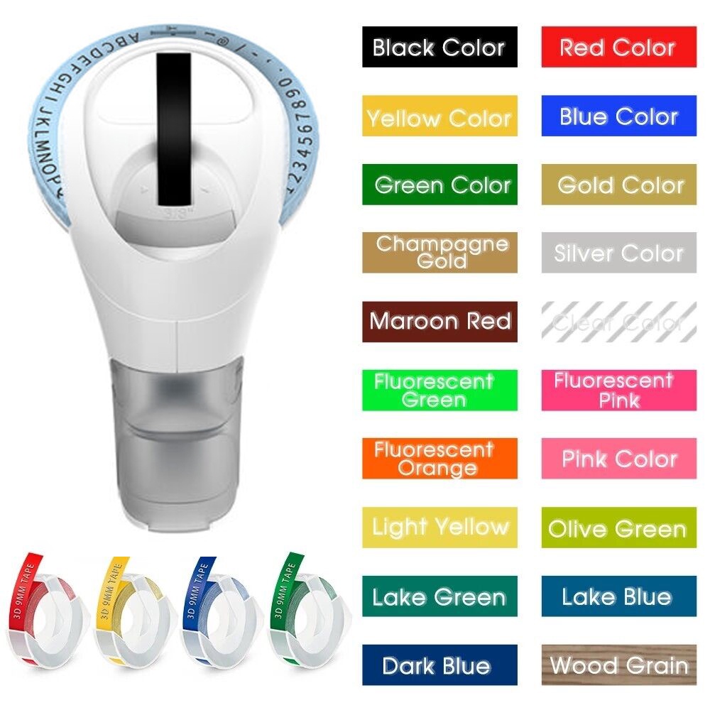 9mm Dymo 3D Label Tapes with Dymo 12965 Embossing Label Maker for Dymo ...